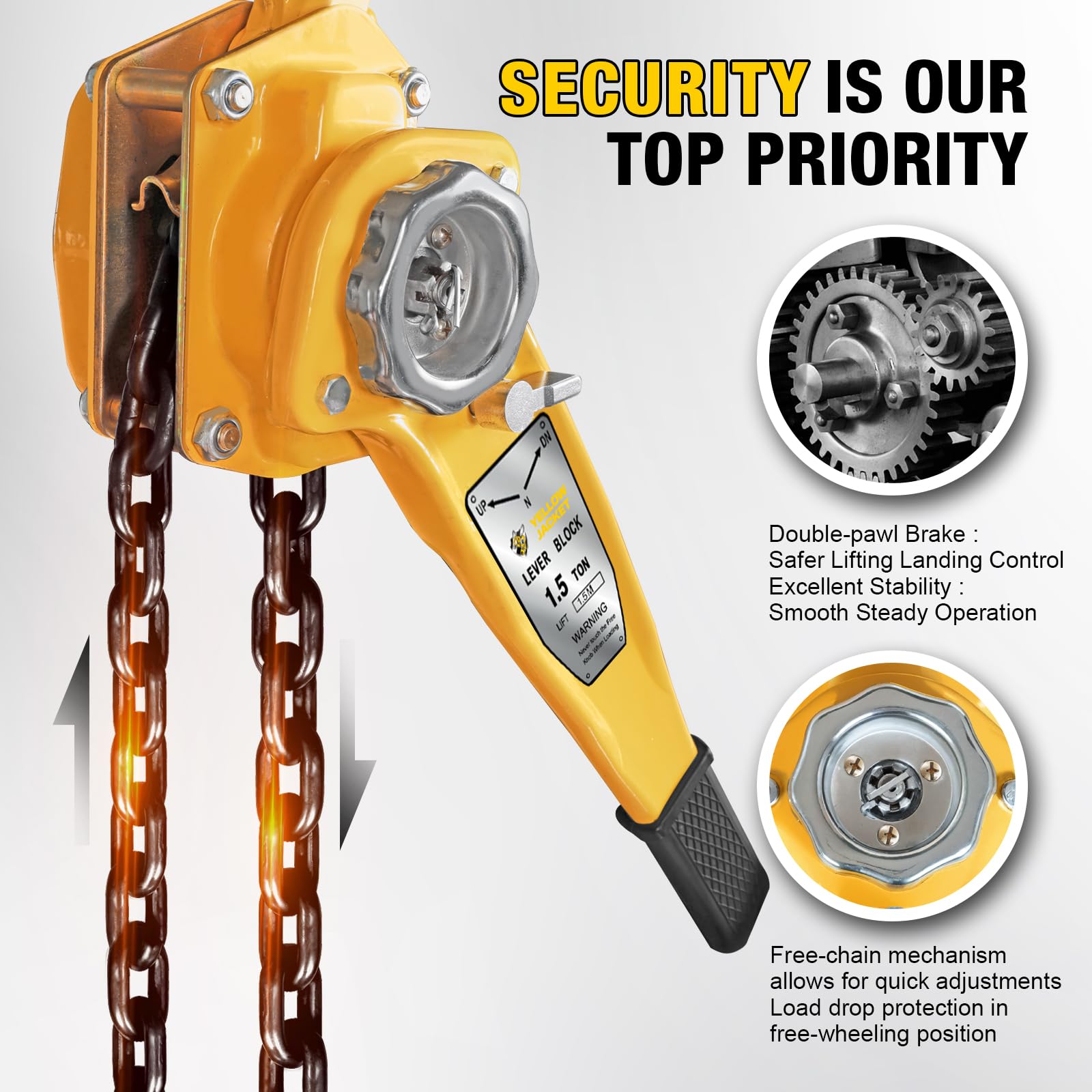 Hand Operated Hoist 1/4 Ton (550 Lb) Manual Lever Chain Hoist - 5 Ft ...