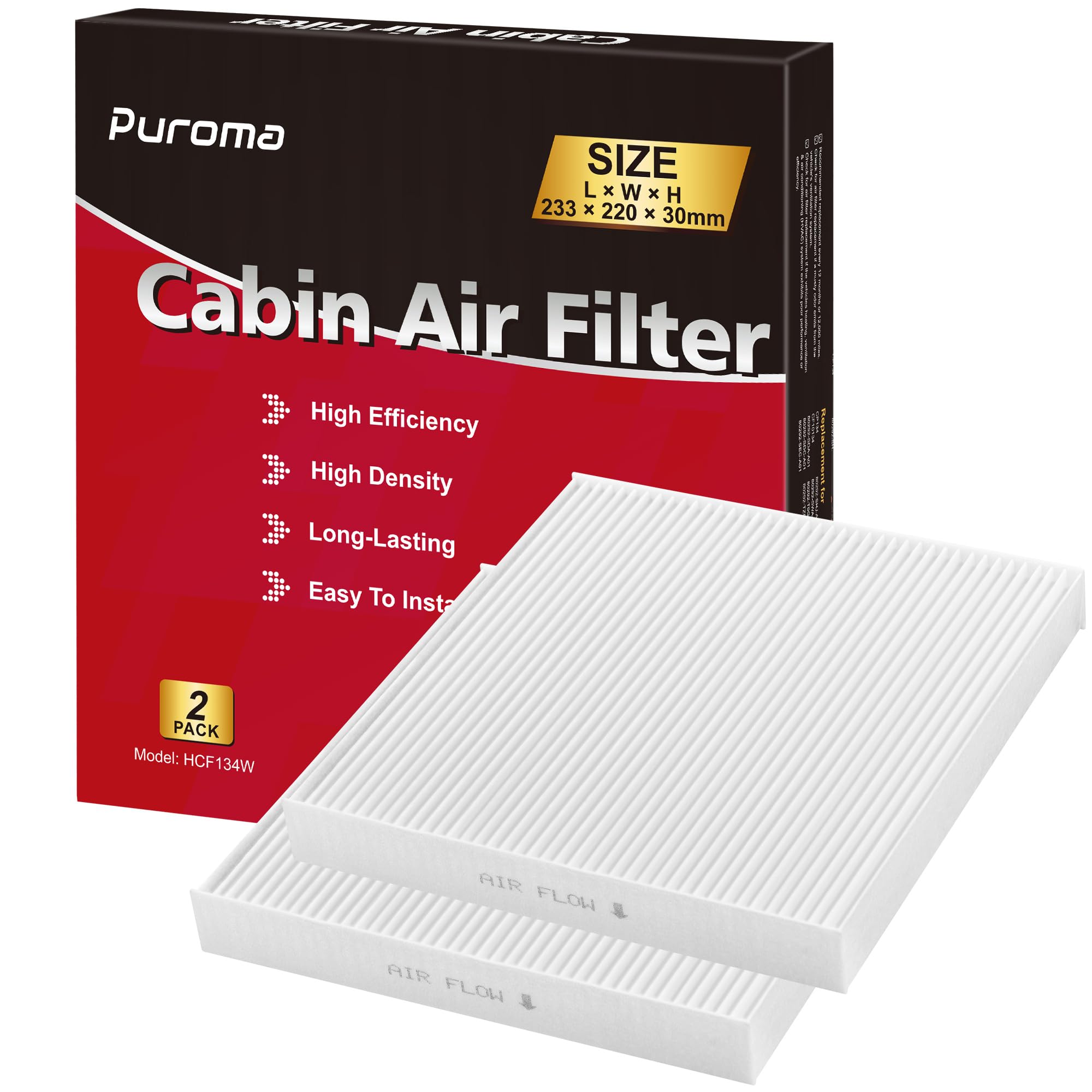 Amazon.com: Puroma 2 Pack Cabin Air Filter with Multiple Fiber Layers ...