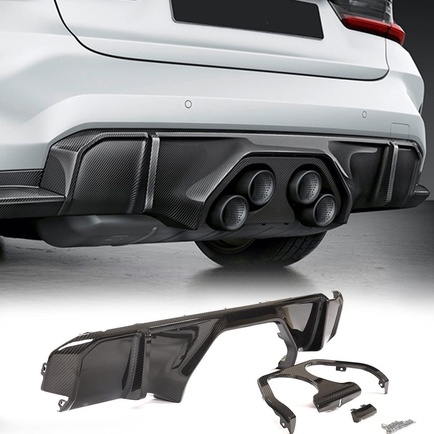 Buy MCARCAR KIT Carbon Fiber Dry Rear Diffuser Fits for BMW 3 4 Series ...