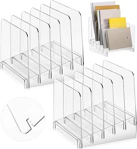 Amazon.com: Yeaqee 2 Pcs Acrylic Incline File Organizer 5 Sections File ...