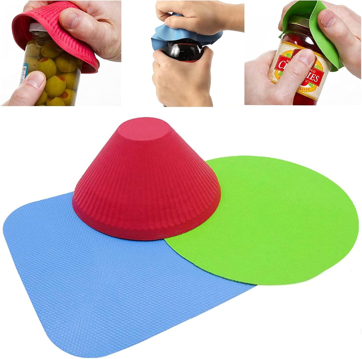 3 Pcs Jar Opener for Weak Hands, Multi Purpose Reusable Rubber Gripper ...