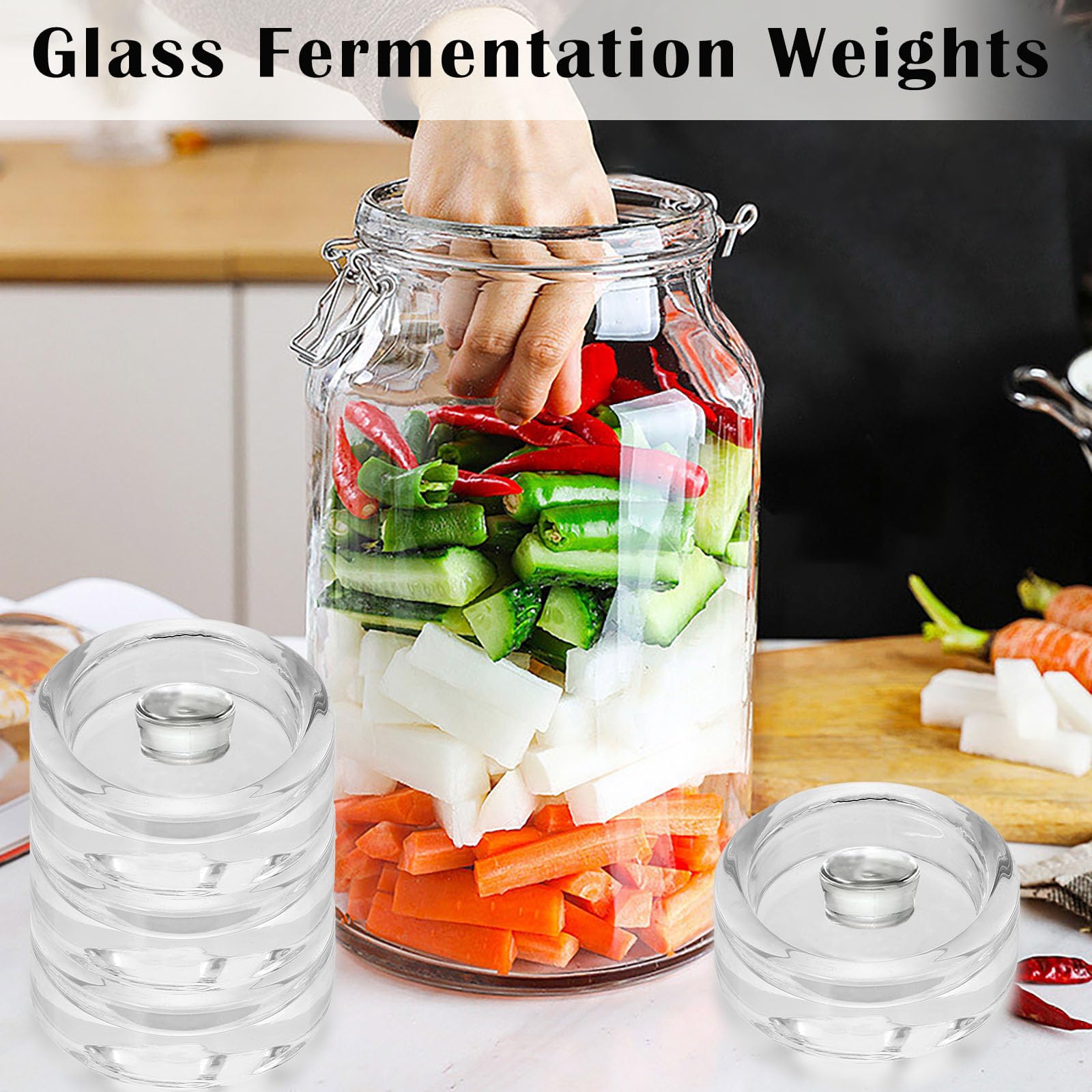 Snapklik.com : 9 Pack Glass Fermentation Weight, Easy Grip Fermenting ...