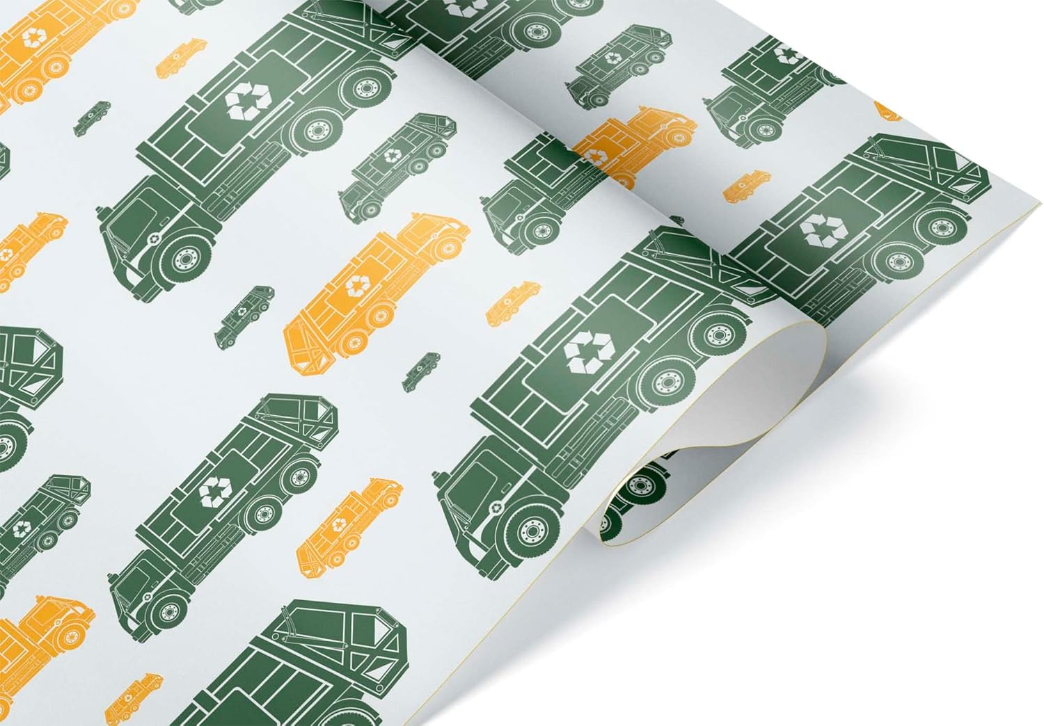 Amazon.com: Yellow Green Recycling Garbage Truck Gift Wrap Thick ...