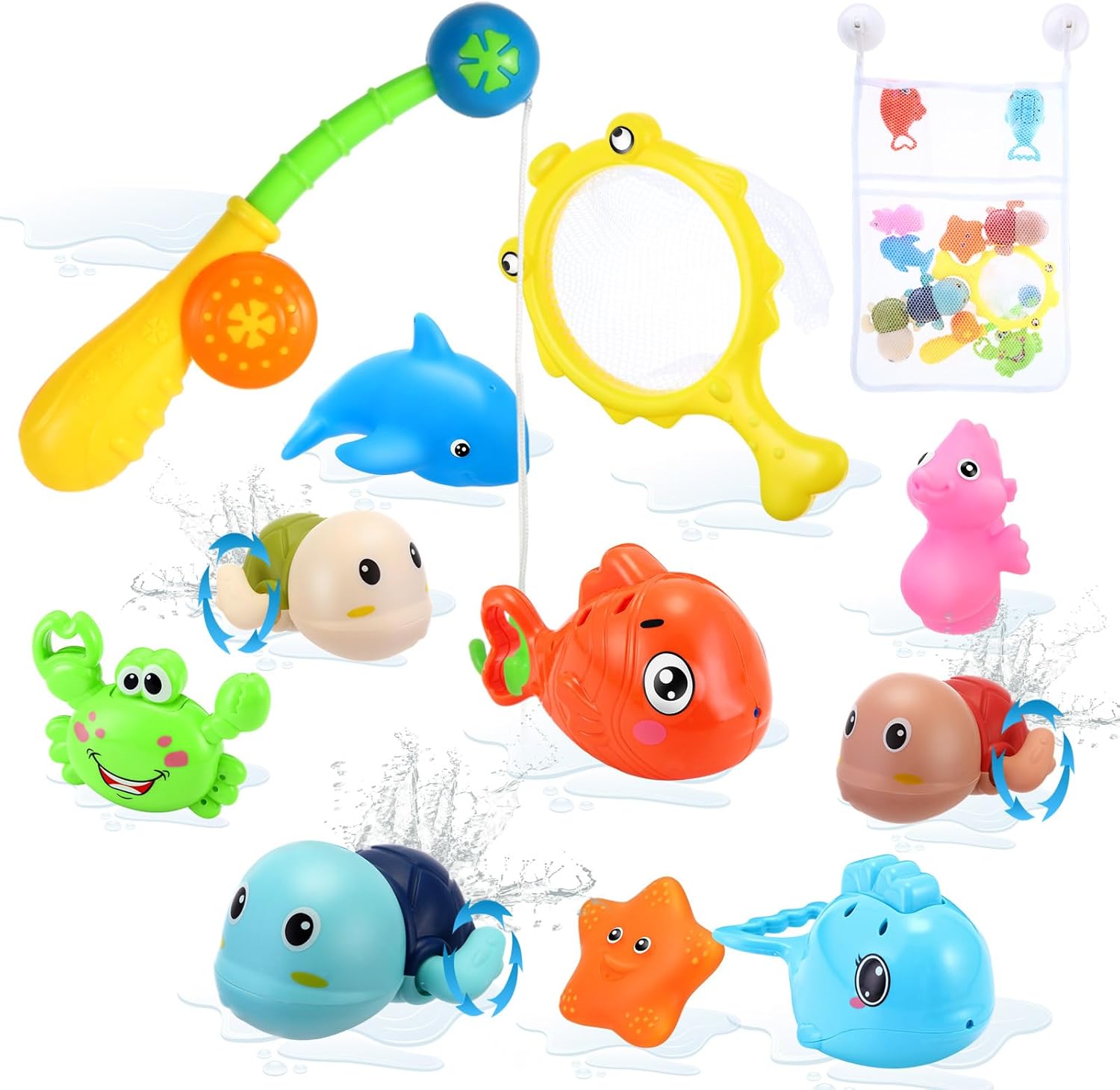 Amazon.com: Libima 12 Pieces Bath Toy Fishing Games Set with Fishing ...