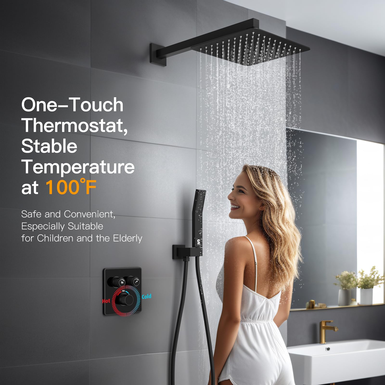 SR SUN RISE 100? Thermostatic Shower System,10" Luxury Rainfall Shower ...