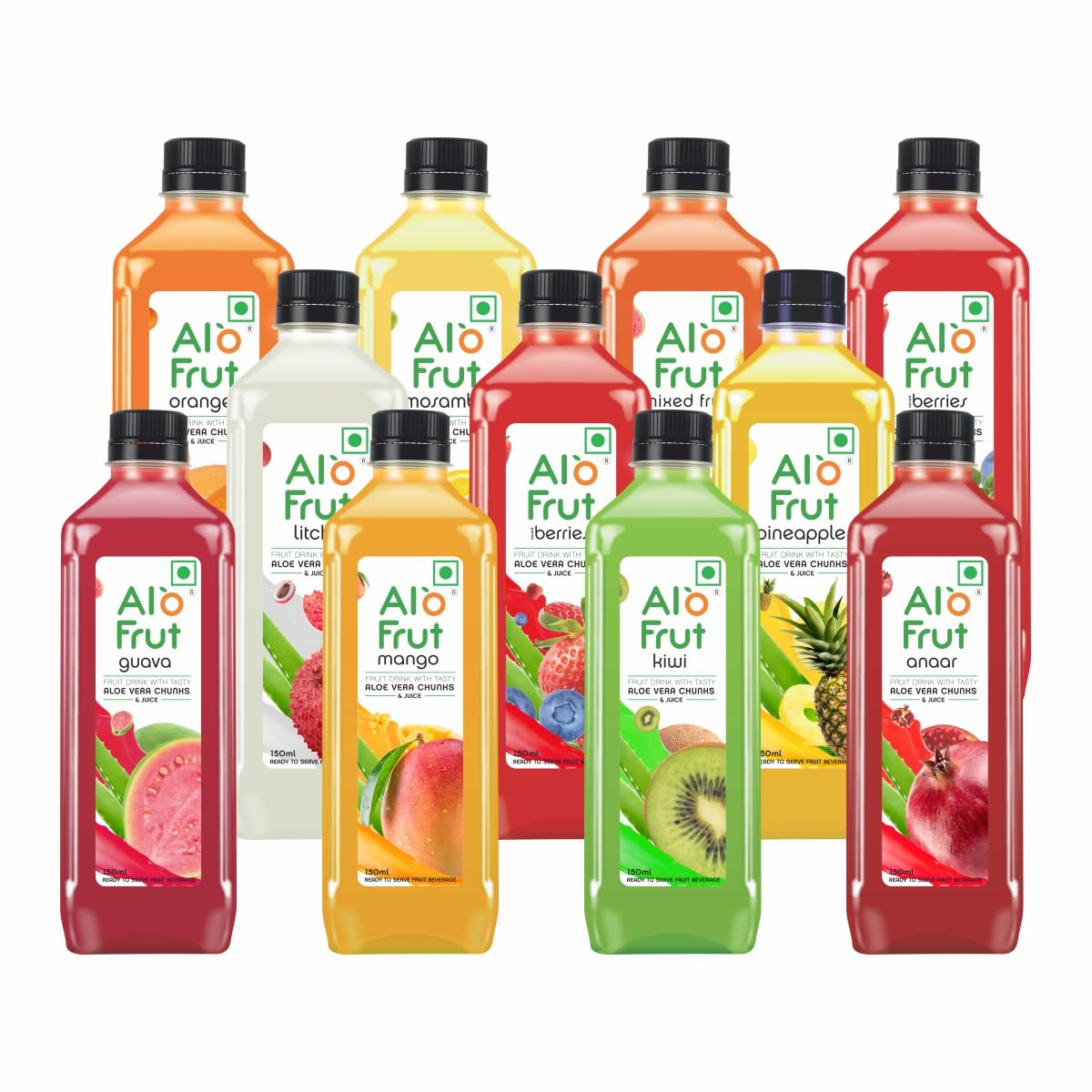 Alo frut Assorted Fruits Drink with Tasty Aloevera Chunks & Juice 150 ...