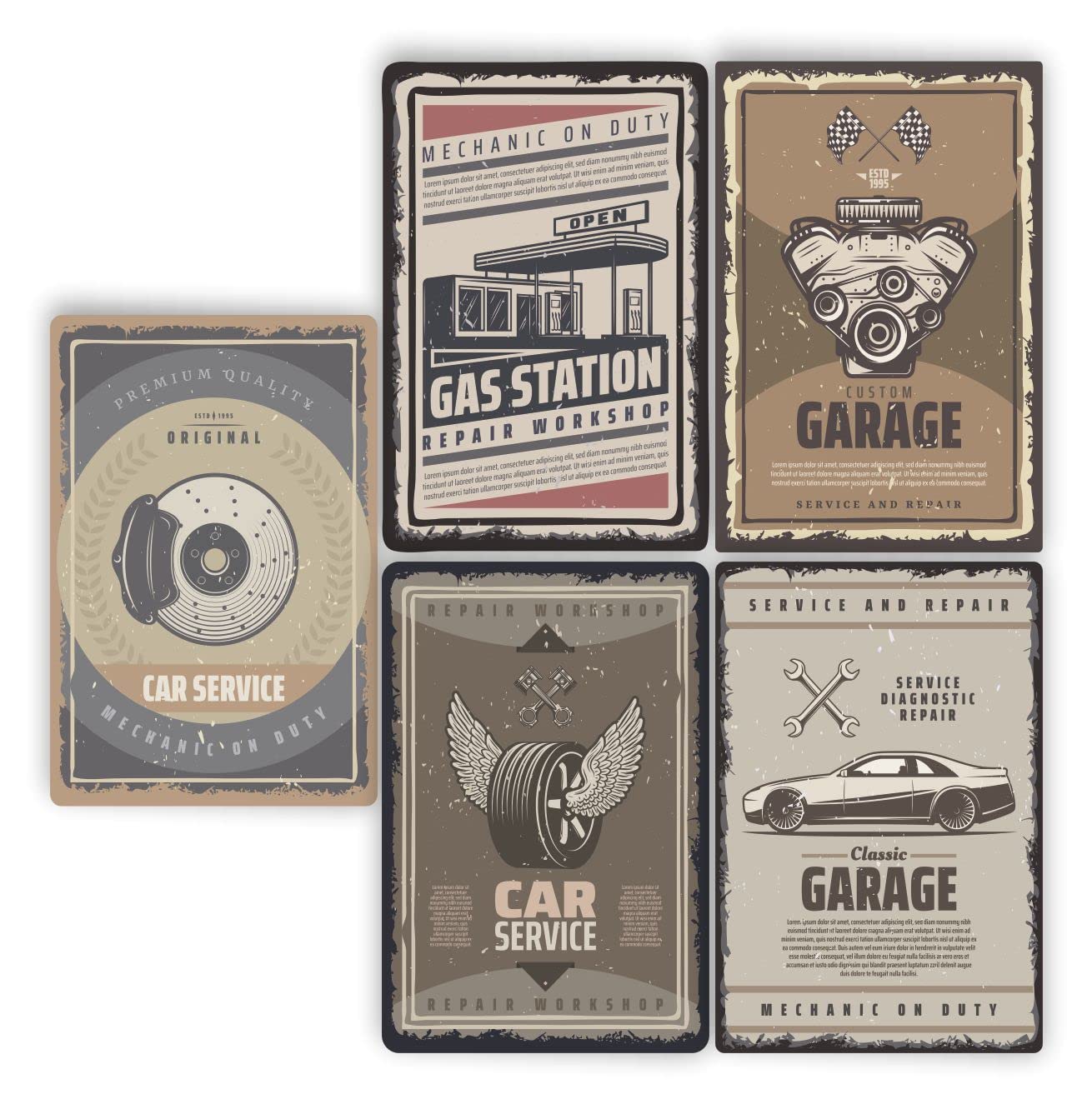 DarkIndia Garage Car Wall Poster (45 cm x 30 cm x 0.2 cm) (Pack of 4 ...