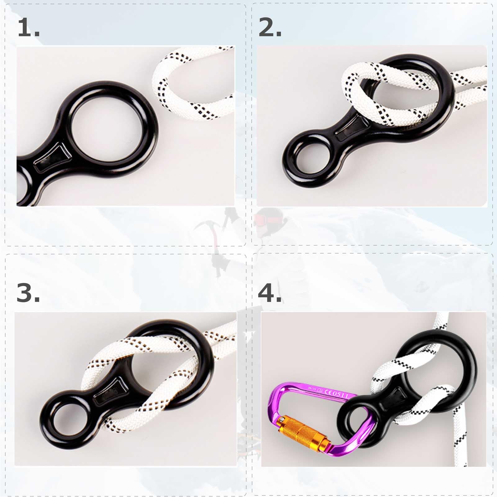 Snapklik.com : Azarxis 35 kN Climbing Rescue Figure 8 Descender Rigging ...