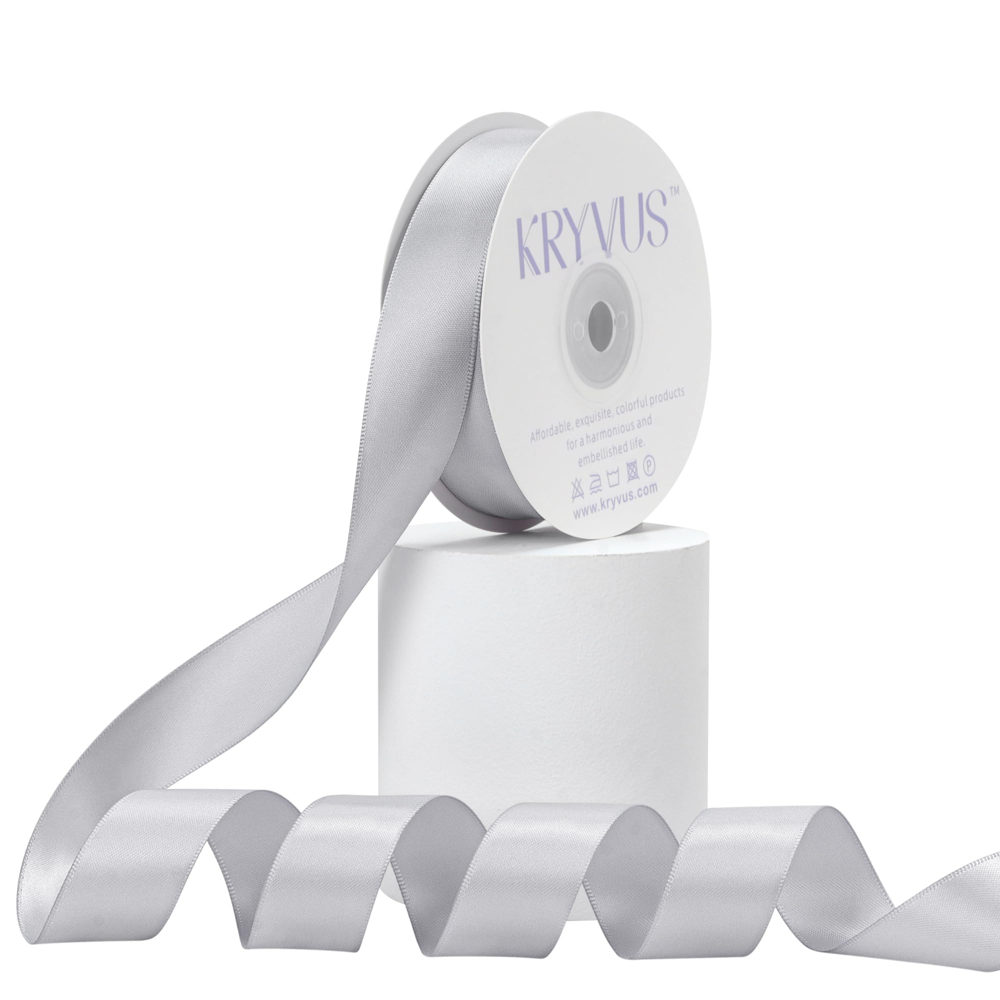 Amazon.com: Double Faced Silver Satin Ribbon, 7/8" X 25 Yards Polyester ...