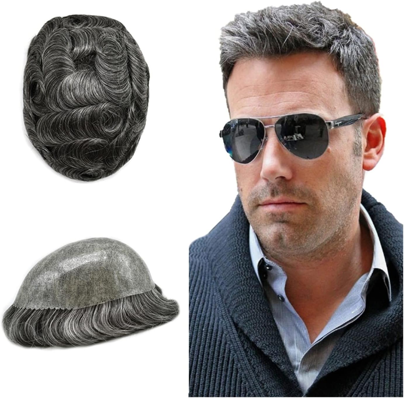Men's Toupee Mens Toupee 6inch short Hair Wig 8×10" Full Poly Skin Men ...