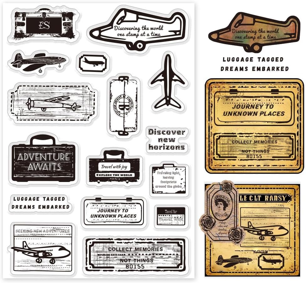 Amazon.com: PH PandaHall Baggage Clear Stamps, Travel Transparent Stamp ...