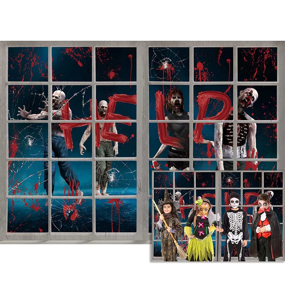 Buy Allenjoy 7x5ft Halloween Zombie Backdrop Help Me Bloody Hands ...