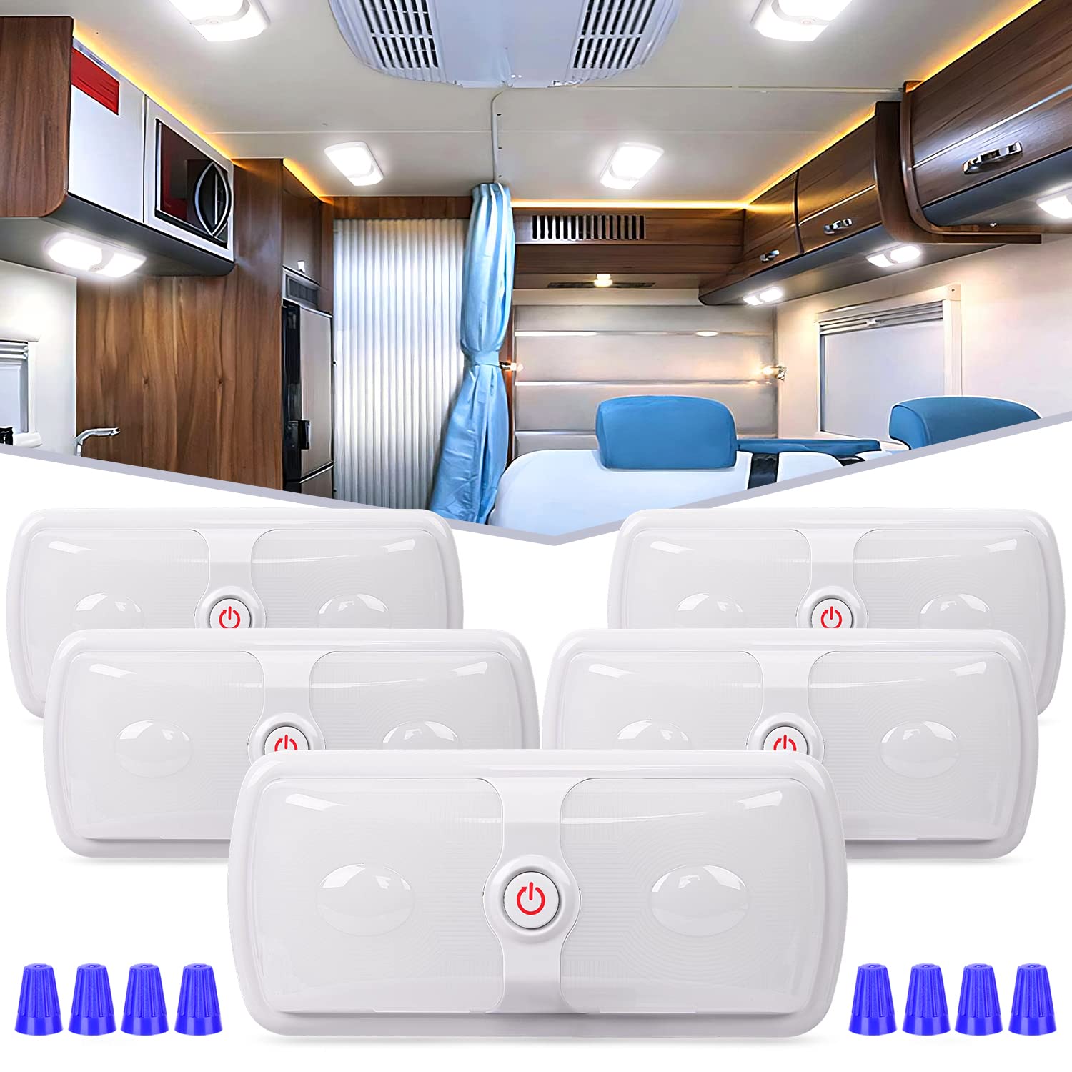 Amazon.com: Nilight 5pcs 12V RV Interior Lights RV LED Ceiling Double ...