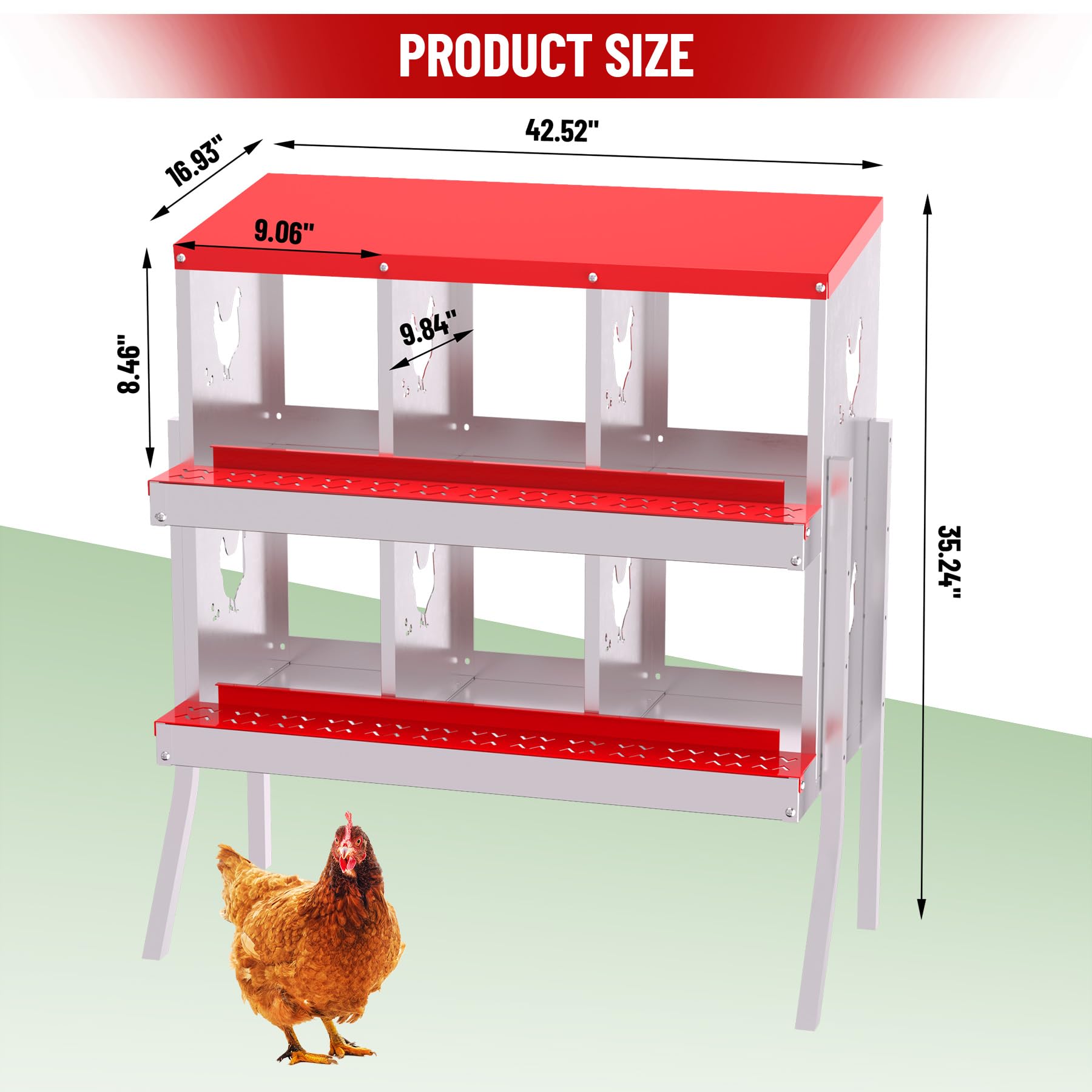 Snapklik.com : Chicken Nesting Box, 6 Compartment Metal Chicken Nesting ...