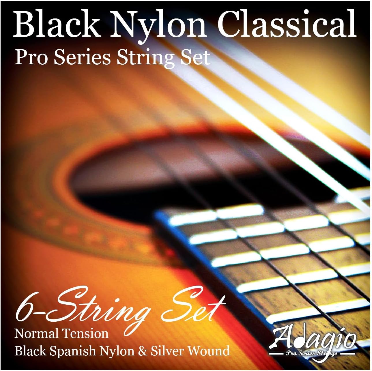 Adagio Pro CLASSICAL Black Nylon And Silver Guitar Strings, Flamenco ...