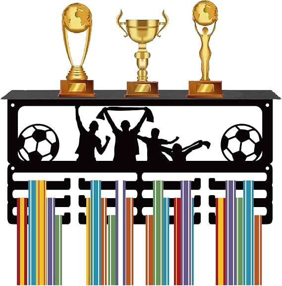CREATCABIN Football Medal Hanger Display Trophy Shelf Soccer Medal ...