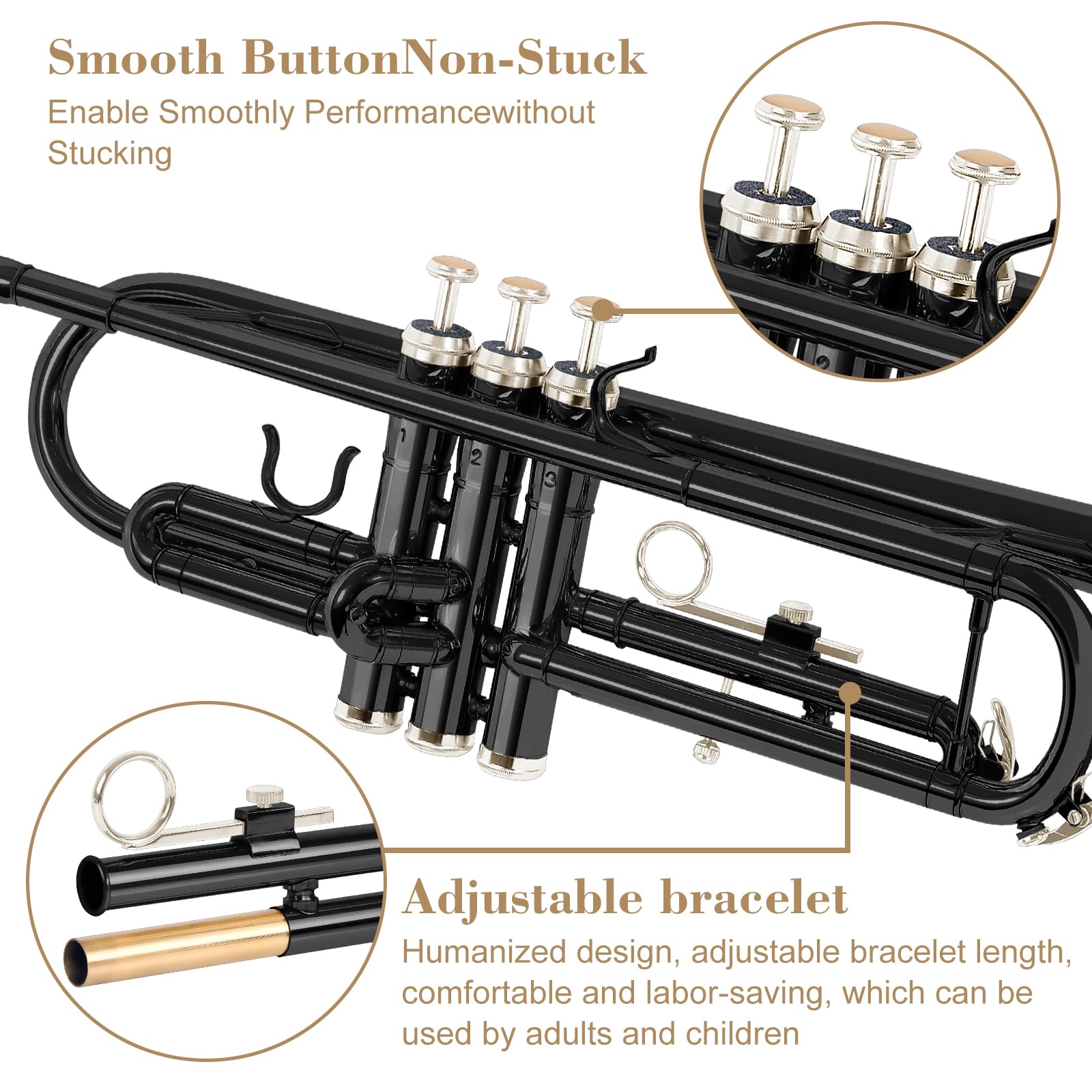 Soulmate Trumpet, Bb Standard Trumpet Set for Beginner, Brass Student ...