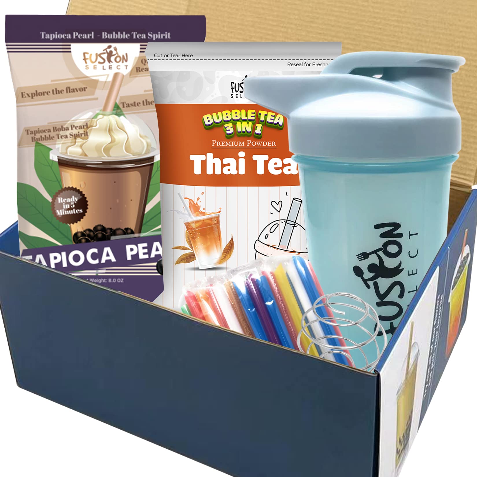 Buy Fusion Select DIY Bubble Tea Kit Thai Tea Flavored Bubble Tea Drink ...