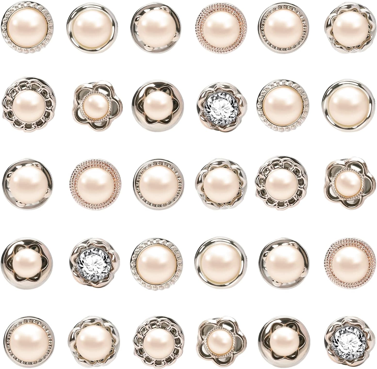 Amazon.com: 100 Pcs Pearl Brooch Buttons Women Shirt Brooch Buttons 10 Styles Safety Brooch Pins ...
