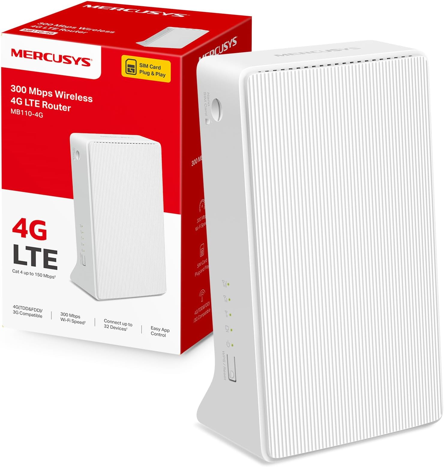 Mercusys TP-Link MB110-4G Router 4G LTE Wireless N300Mbps 4G con Sim ...