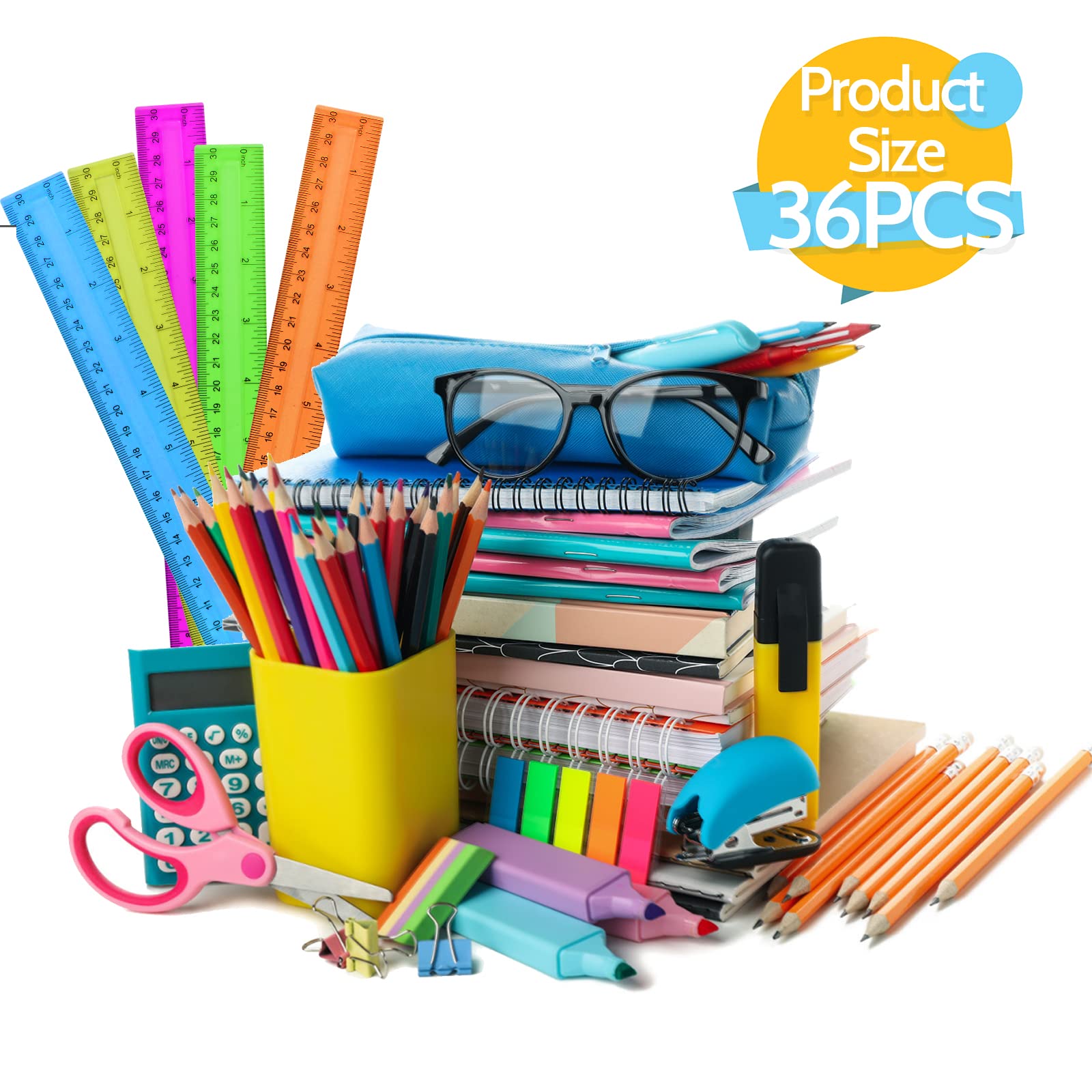 Snapklik.com : 12PCS Clear Ruler, 12 Inch Plastic Rulers For School ...