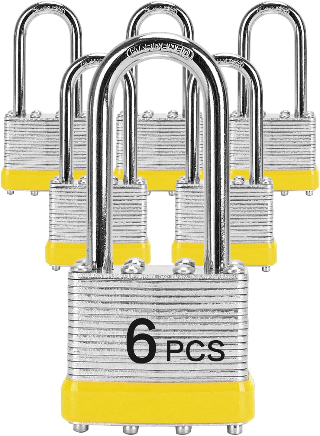 Padlocks with Same Key, LQYN 6 Pcs Laminated Keyed Padlock (1-9/16 ...