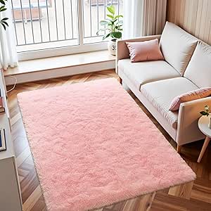 Amazon.com: Macgace Light Pink Rugs for Bedroom Girls, 3x5 Shag Rug ...