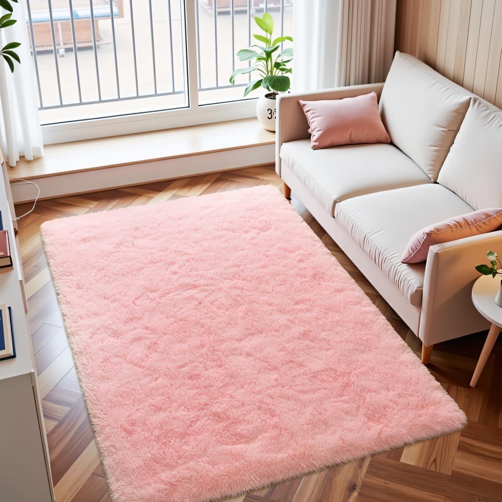 Amazon.com: Macgace Light Pink Rugs for Bedroom Girls, 3x5 Shag Rug ...