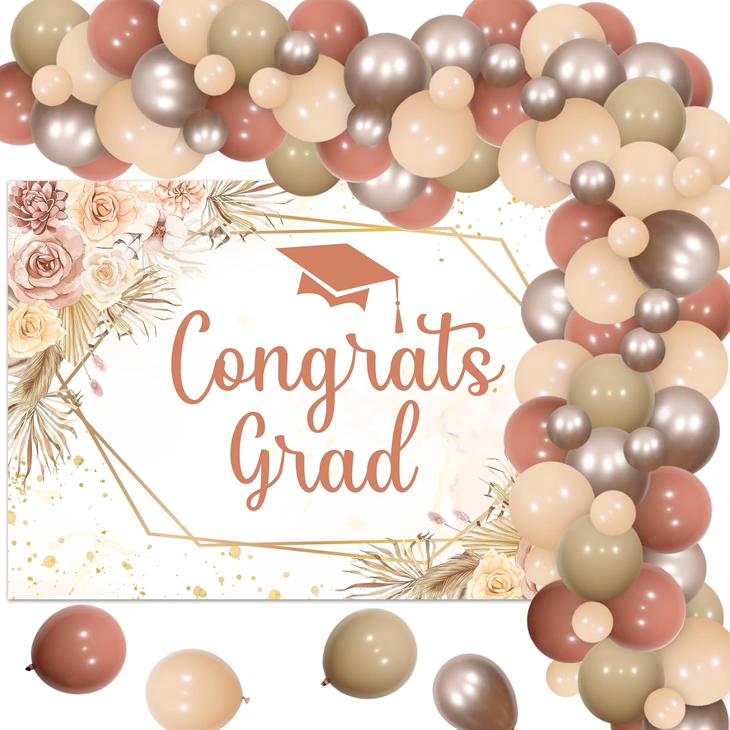 Amazon.com: Wonmelody Boho Floral Graduation Decor Congrats Grad ...