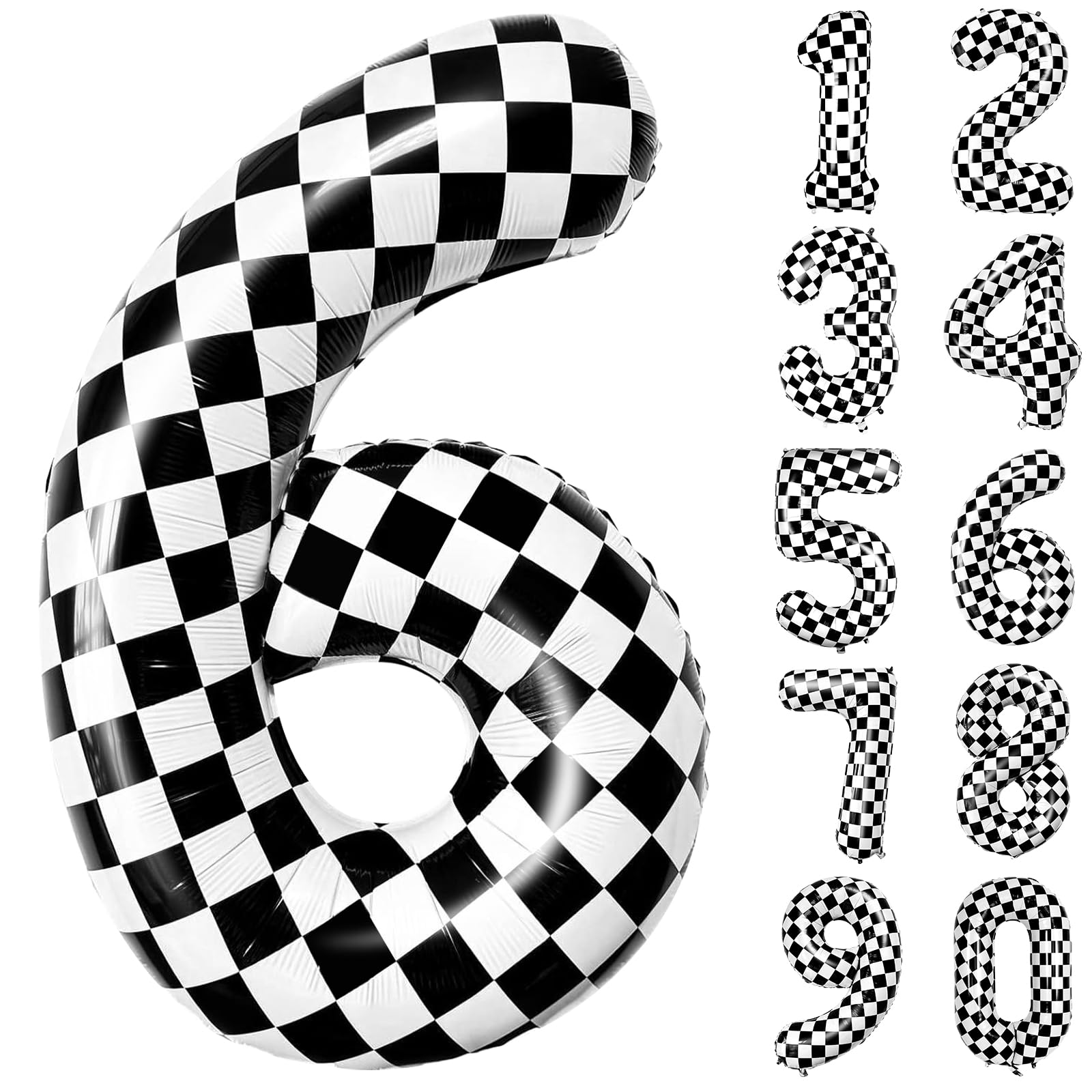 Amazon.com: 40 Inch Checkered Number Balloon, Aluminum Foil ...