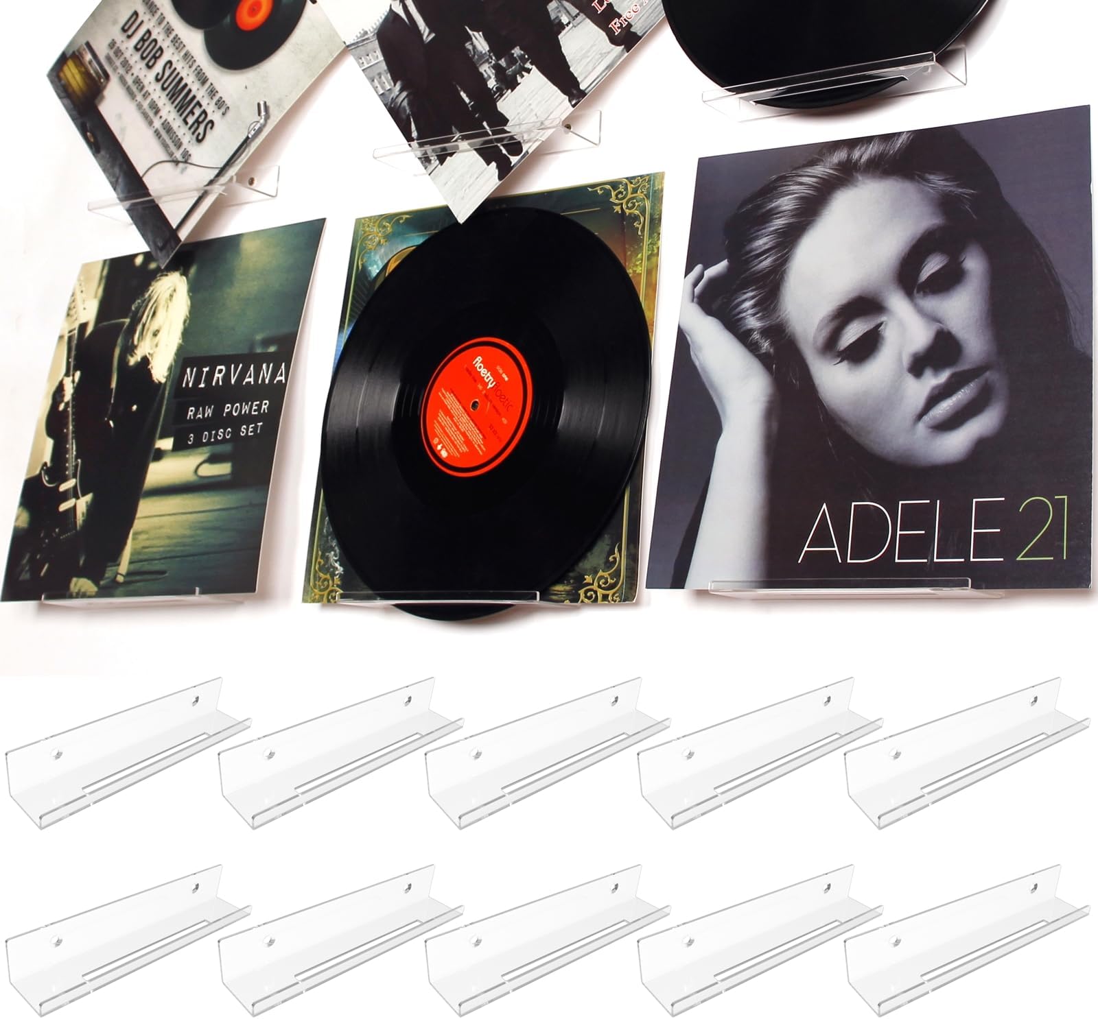 Amazon.com: BiJun Vinyl Wall Mount, 10 Pack Record Shelves Acrylic ...