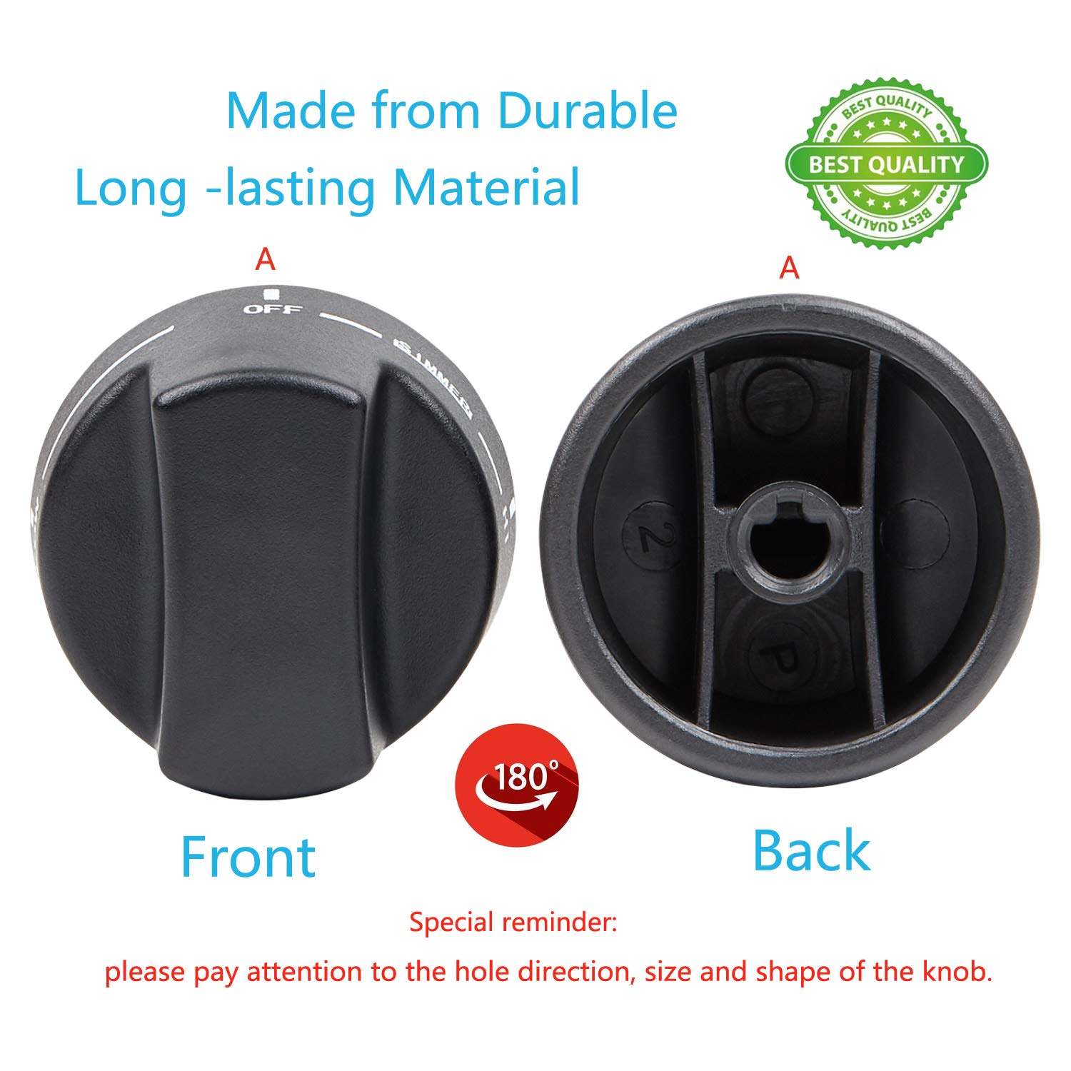 Snapklik.com : Reyhoar PA010034 Black Top Burner Range Knob Replacement ...