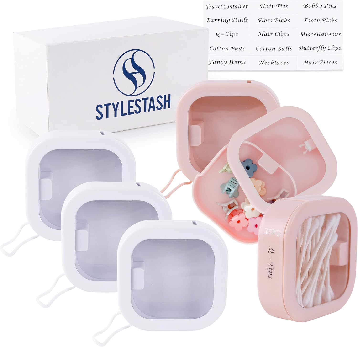 Amazon.com: StyleStash 6 Pack Portable Hair Tie Organizer Box Set with ...