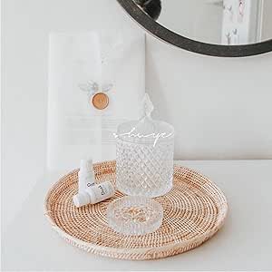 Amazon.com | TIWABI INS Style Rattan Woven Tray - Indonesian White ...