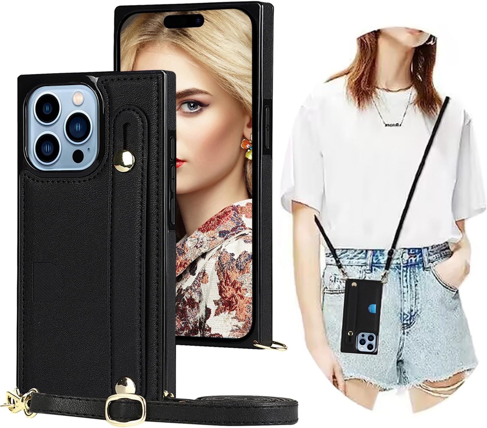 Amazon.com: Lipvina for iPhone 15 Pro Case with Card Holder for Women ...