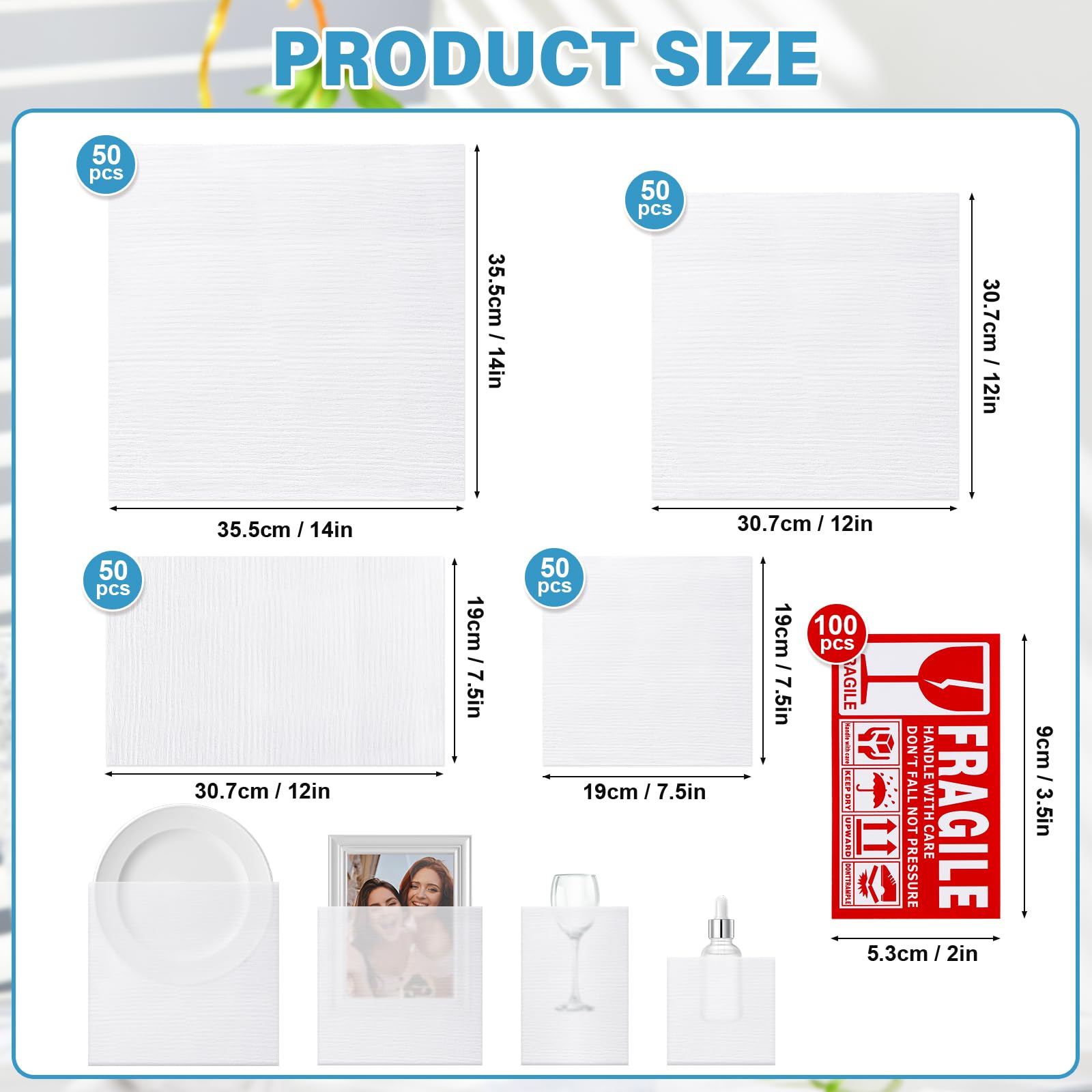 Packing Peanuts 200-Pack Plate Moving Sleeves - 4 Sizes Foam Wraps With ...