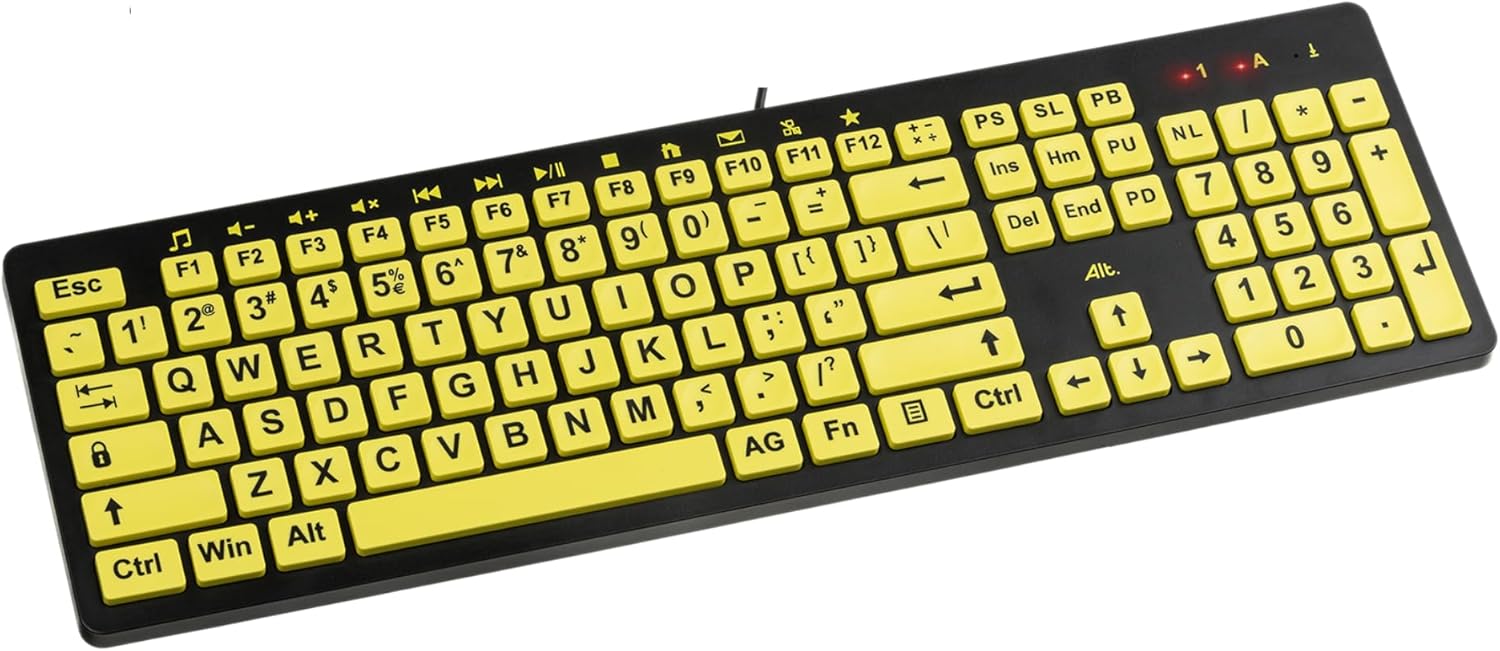 Amazon.com: Clevy Low Vision Keyboard Large Print High Contrast USB ...