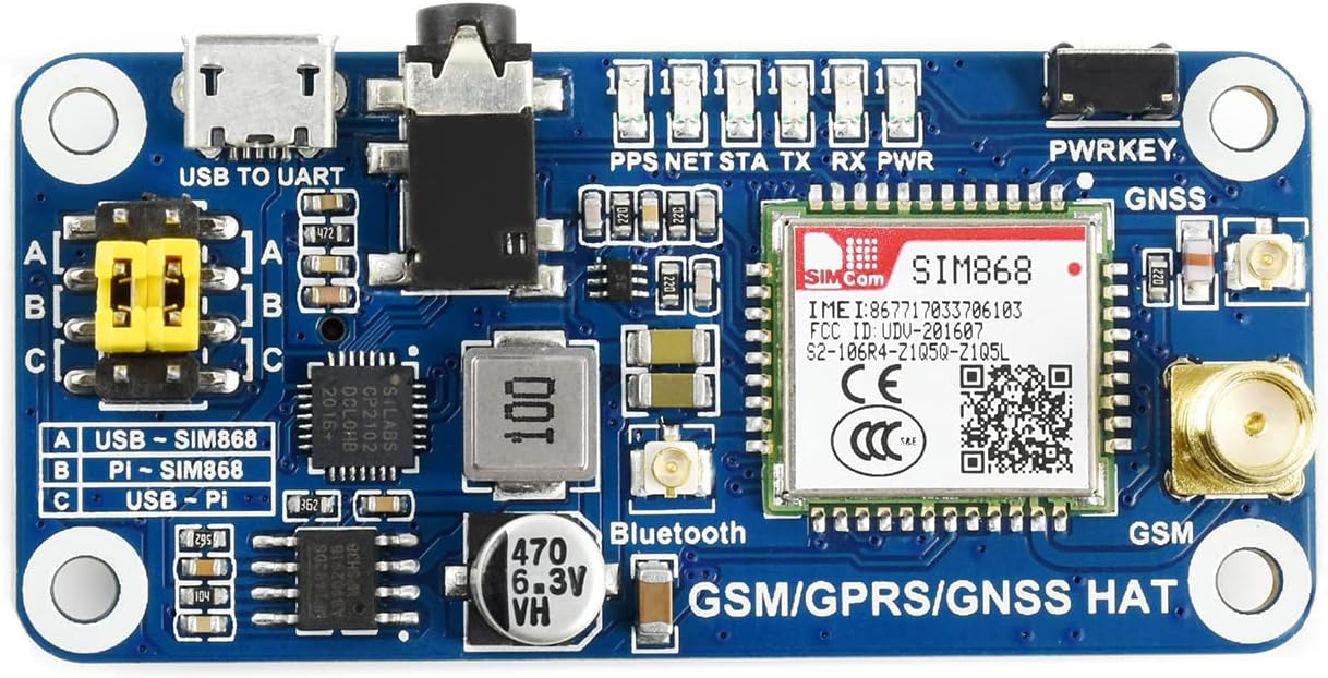 Amazon | Waveshare GSM/GPRS/GNSS ハット Raspberry Pi 2B/3B/3B+/Zero/Zero W ...
