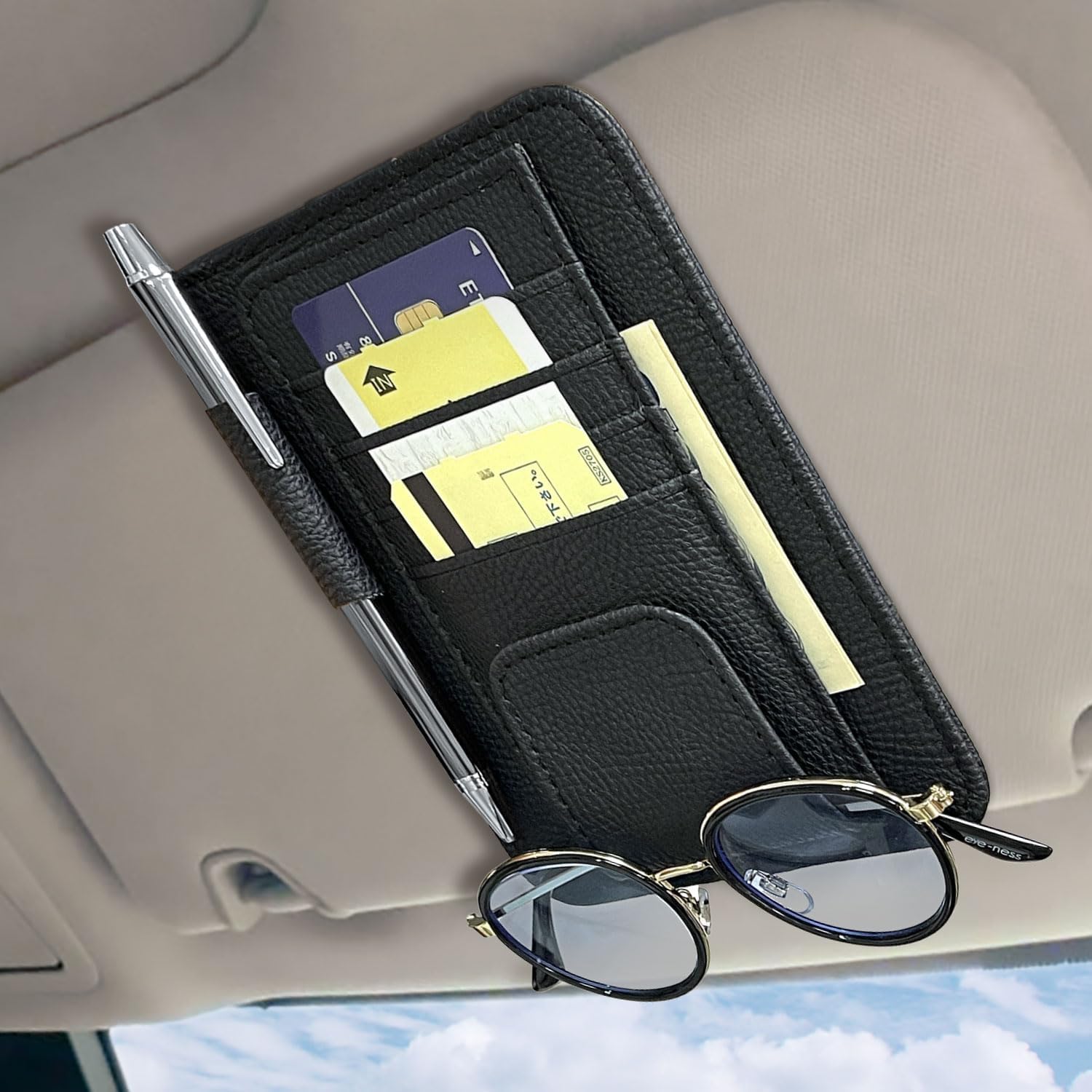 Amazon | [BHJ] サンバイザーポケット 車小物収納 サングラスホルダー 車載小物入れ バイザーポケット 「運転中によく使用する小物やカード類の収納に」 | コイン・カードホルダー ...