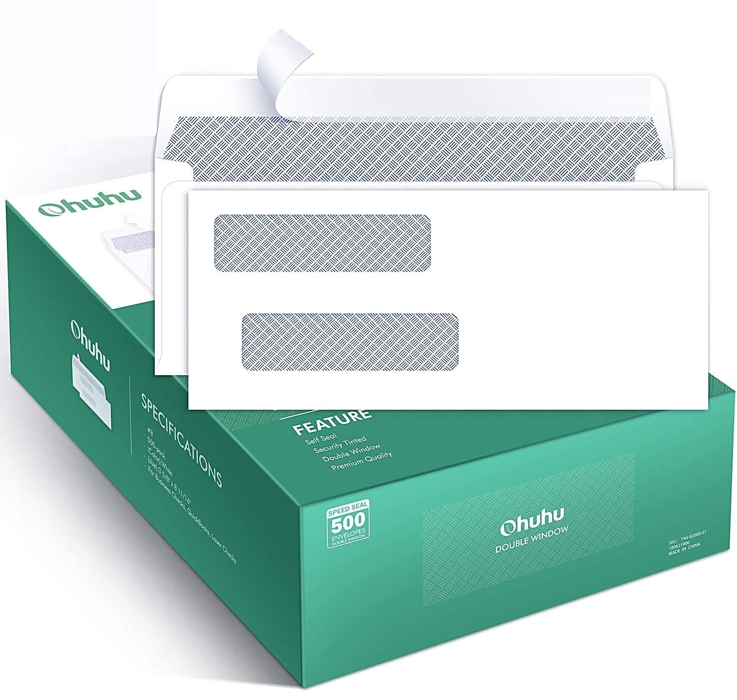 Buy Ohuhu 500 Pack 8 Double Window Envelope SELF SEAL Adhesive Tinted