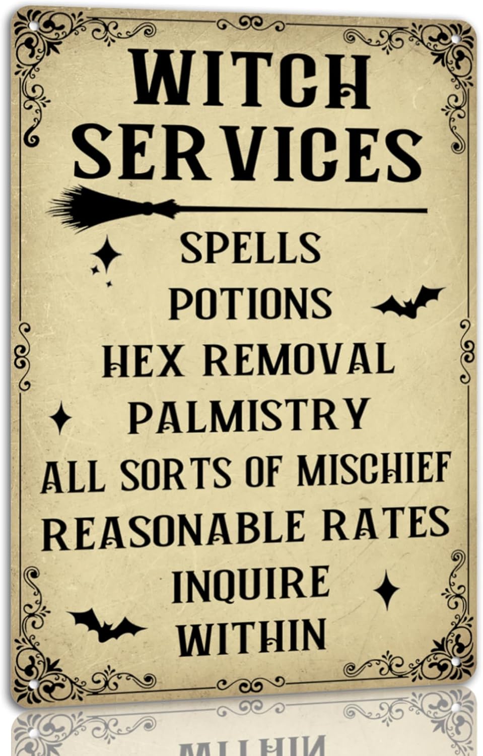 Amazon.com: Witch Services Tin Sign Halloween Metal Sign Vintage Spooky ...