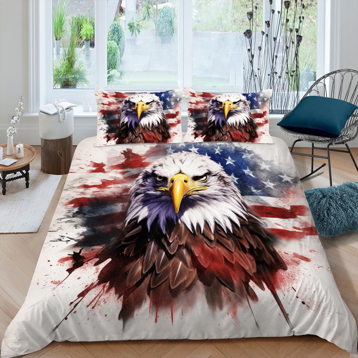 Amazon.com: Menkala American Flag Twin Duvet Cover Eagle Comforter ...