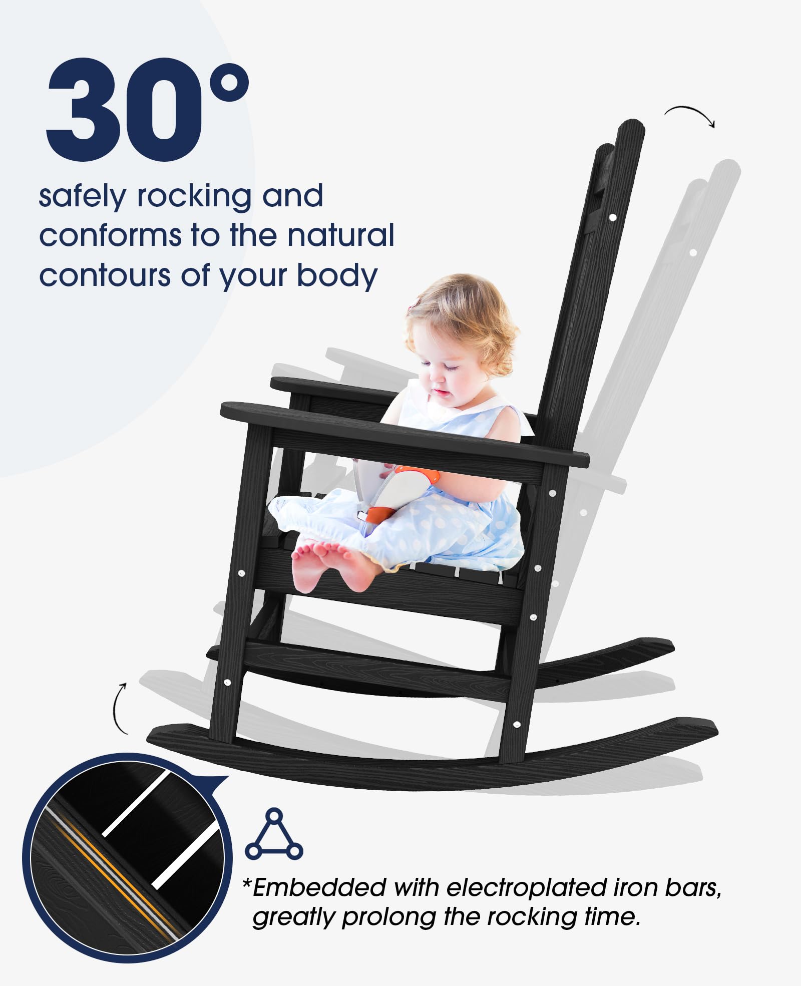 Snapklik.com : KINGYES Oversized Outdoor Rocking Chair Set Of 4, All ...