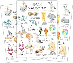 Amazon.com: ltazhyi Beach Scavenger Hunt Cards Set of 30 Pcs, Summer ...