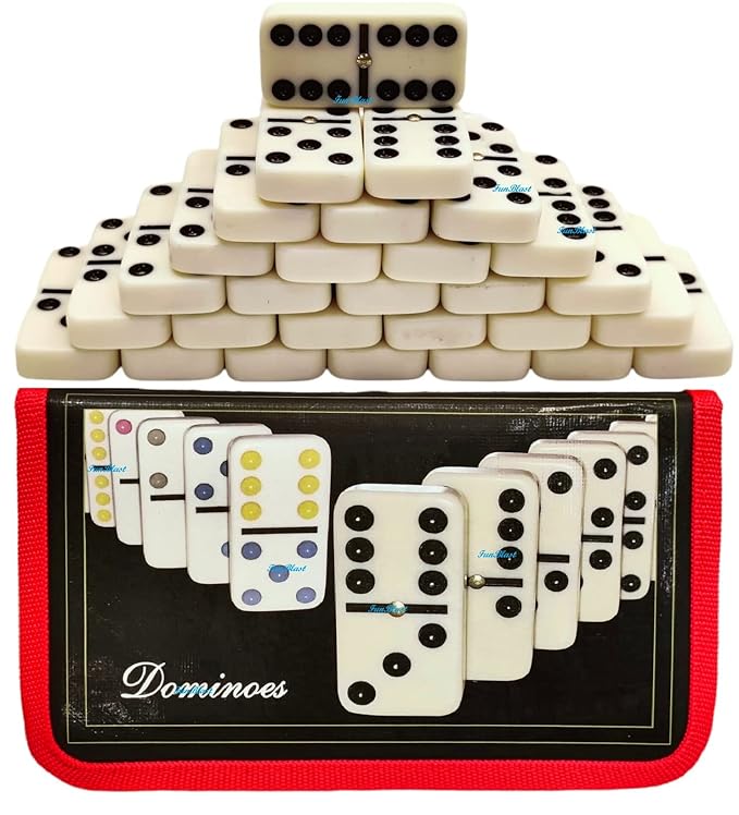 Buy FunBlast Dominoes Set - 28 Pieces Double Six Ivory Dominoes 28 ...