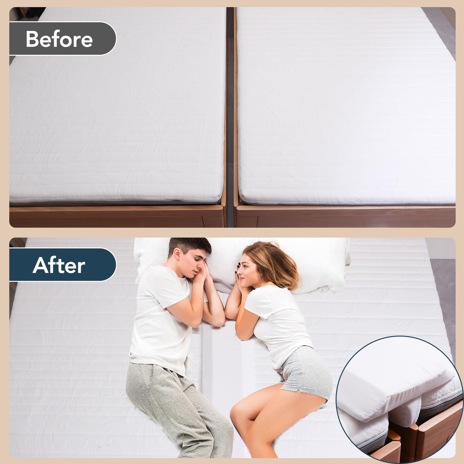 Snapklik.com : BedBridge Twin To King Bed Converter Kit - Split Twin XL To King Mattress Gap Filler