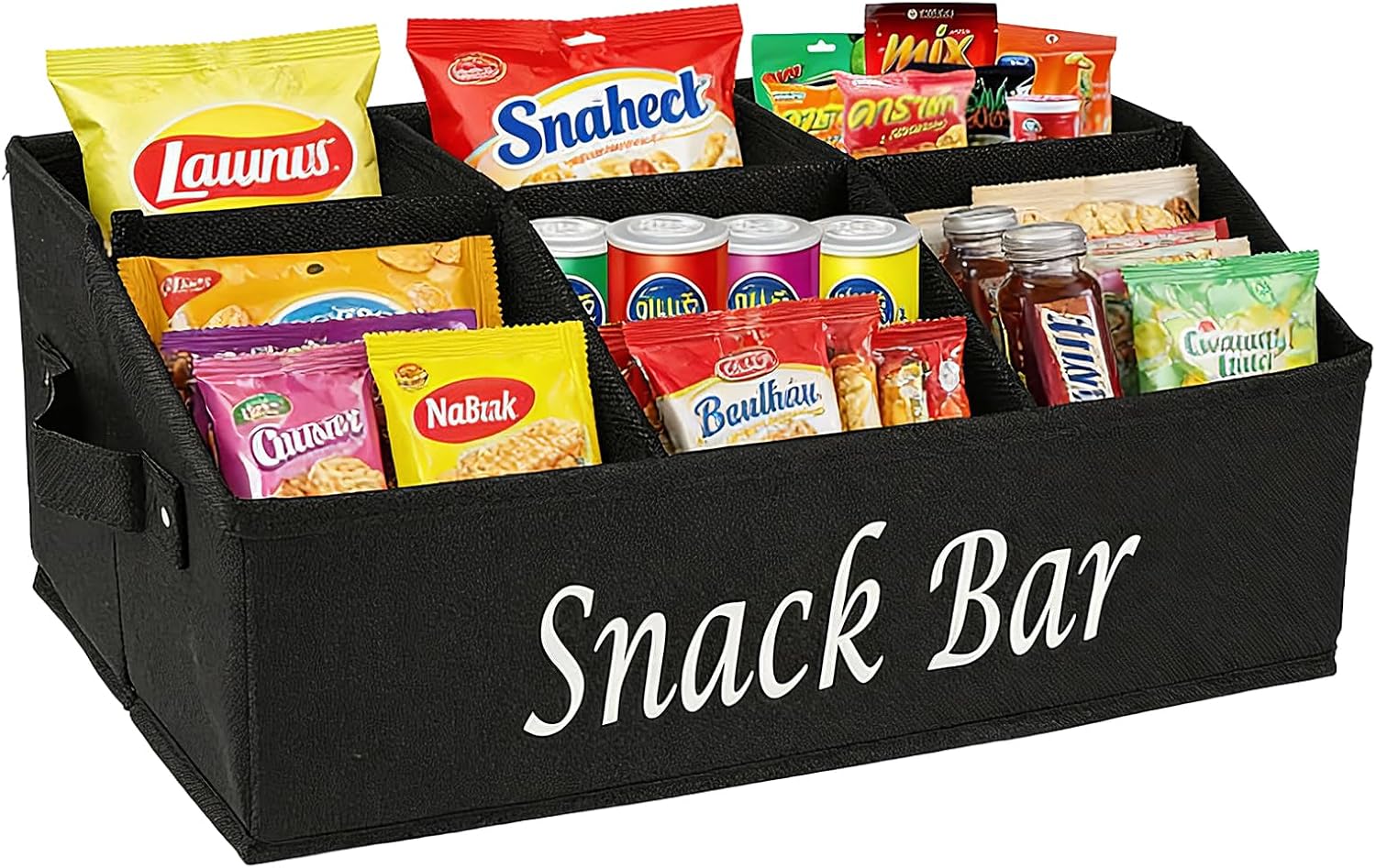 Amazon.com: Qudubuy Snack Organizer for Countertop, Black Fabric Snack ...