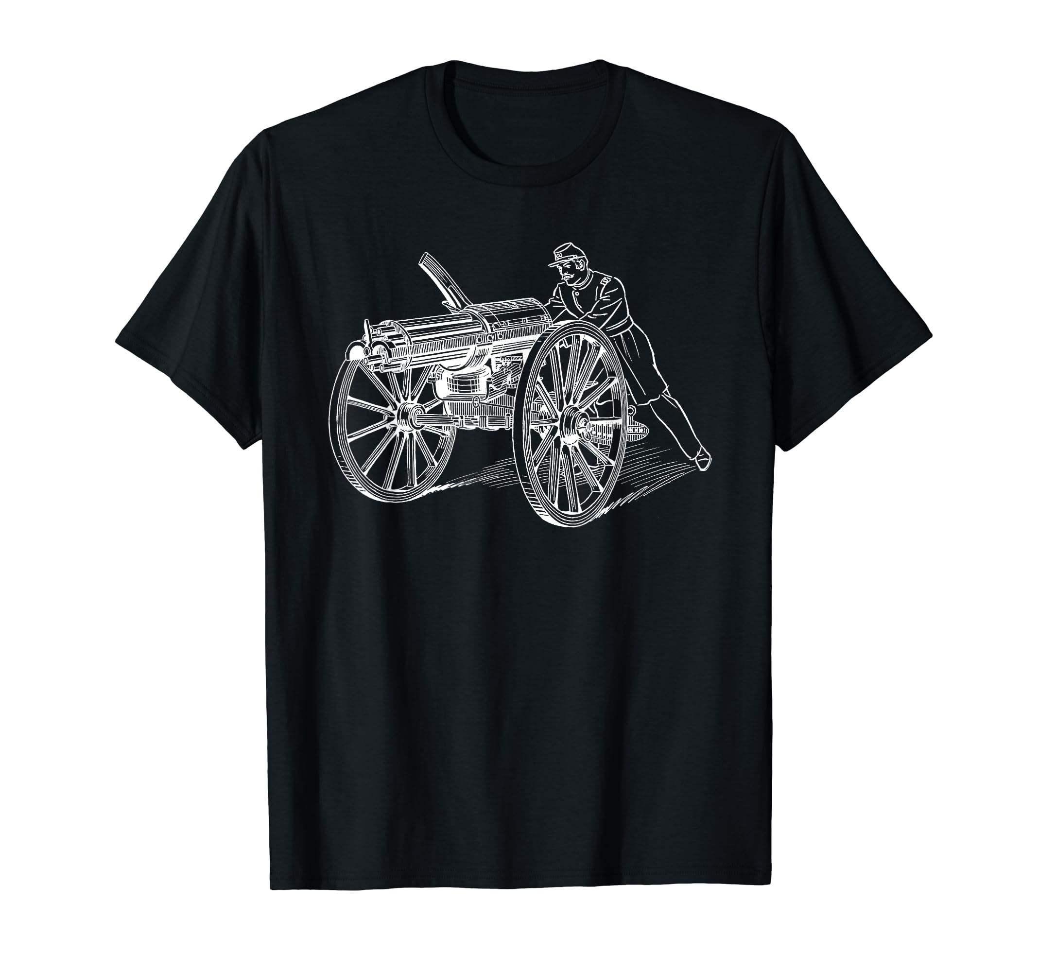 Amazon.com: Civil American War T-Shirt-Vintage Gatling Machine Gun ...
