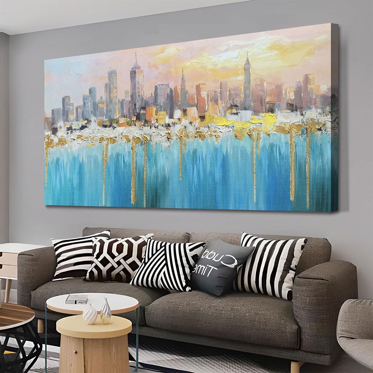Amazon.com: Arjun Abstract Wall Art Canvas for Living Room Cityscape ...