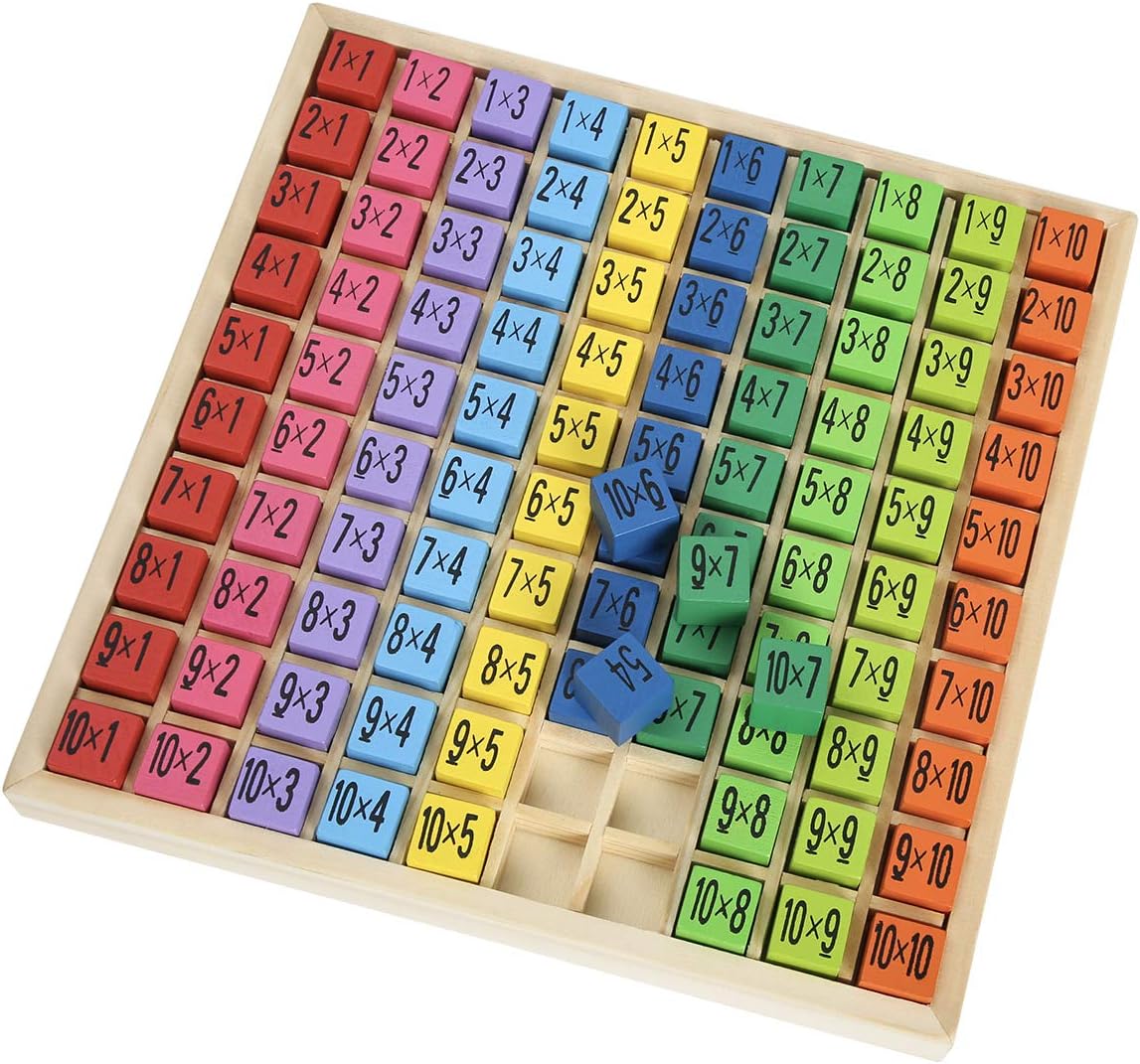 Amazon.com: ROBUD Wooden Multiplication & Math Table Board Game, Kids ...